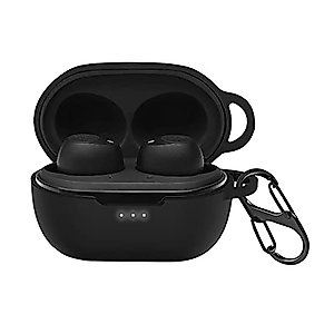 Haotop Anti-Lost & Shockproof Protective Silicone Case Compatible with JBL Tune 115TWS (Black)