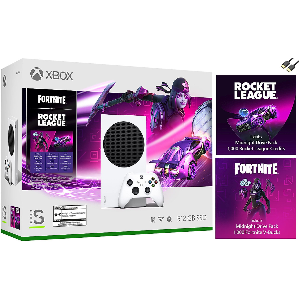 Newest Microsoft Xbox Series S Fortnite & Rocket League 512 GB Bundle with 1 Xbox Controller Midnight Drive Pack - U Deal HDMI (Renewed)