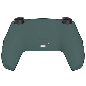 PlayVital Knight Edition Templeton Gray & Jade Grey Two Tone Anti-Slip Silicone Cover Skin for ps5 Controller, Soft Rubber Case for ps5 Wireless Controller with Thumb Grip Caps
