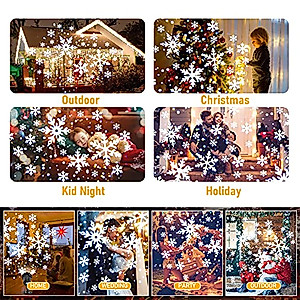 Christmas Projector Lights Outdoor, Greenclick Upgraded Rotating Snowflake Projector with Remote Timer IP65 Waterproof LED Christmas Snowfall Projection Lamp for Xmas Holiday House Decoration, 16.4ft