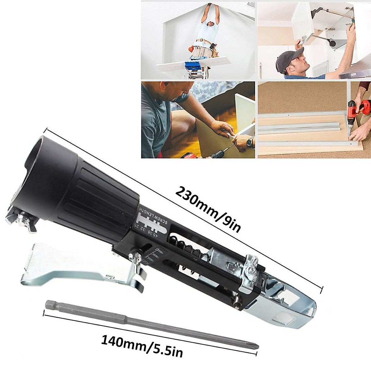 Automatic Chain Nail Gun Adapter, Cordless Electric Nail Gun Drill Screw Tightening Equipment with 50Pcs Chain Nails for Gypsum Board,Partition Wall,Wood Board Woodworking