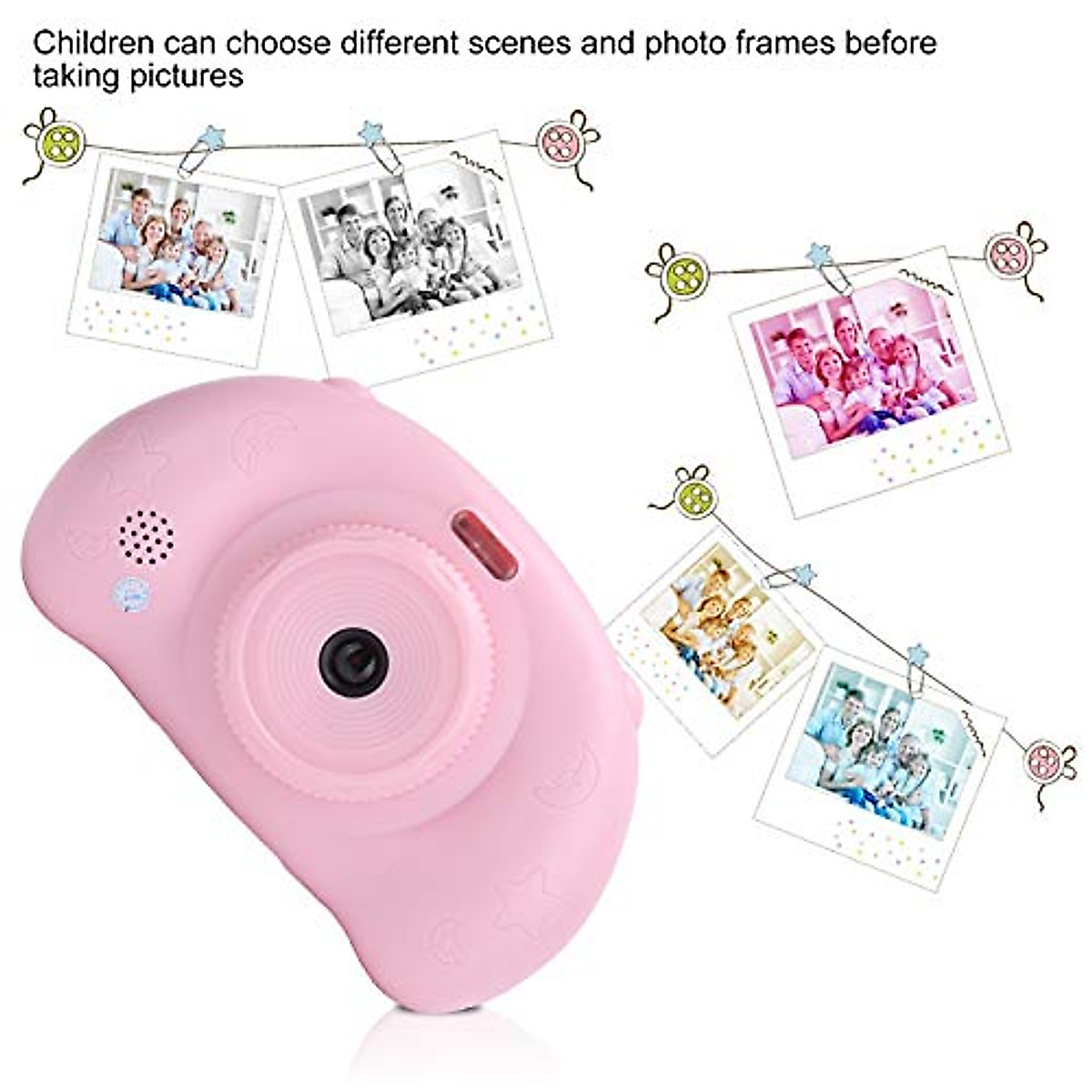 Children Camera, Good Partner LCD Kid Camera Multi‑Function with Joystick Design for Children for Catching(Pink)