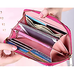 YaJaMa Sailor Moon Kawaii Women Wallet PU Leather Long Credit Card Case Holder Cellphone Pouch Girls Zipper Coins Purse (Pink)