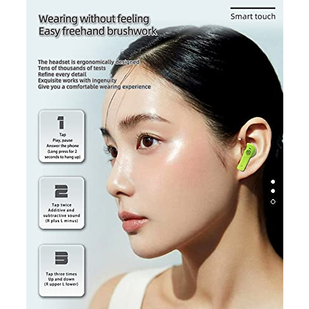 Xmenha Wireless Earbuds Bluetooth in Ear Headphones for iPhone Android Transparent Blue Tooth 5.3 Ear Buds True Wireless Earphones Audifonos Bluetooth Inalambricos TWS Cordless Earbud Green