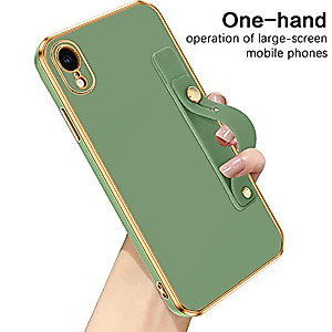 VENINGO iPhone XR Case, Phone Cases for iPhone XR,Slim Fit Soft TPU Rubber with Adjustable Wristband Kickstand Scratch Resistant Shockproof Protective Cover for Apple iPhone XR 6.1 Inch, Matcha Green