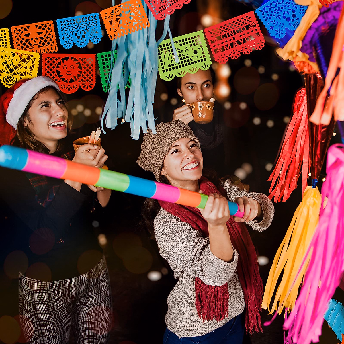 12 Pcs 180 ft Mexican Party Banners Large Papel Picado Banner 10 Patterns Plastic Fiesta Banner Decorations for Cinco De Mayo Mexican Fiesta Party Day of The Dead Dia De Los Muertos