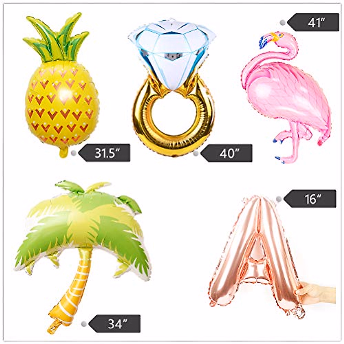 JeVenis Set of 5 Beach Bach Balloons Flamingo Bridal Shower Decor Beach Bachelorette Party Decorations Kit Bachelorette Party Balloons Beach Bachelorette Decor