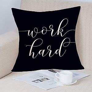 Doitely Simple Quote Black Pillow Covers 18x18 Inch Set of 4 Live Simply, Work Hard, Give Love, Dream Big Cotton Linen Cushion Cover for Home Sofa Chair Decor Inspiring Words Farmhouse Pillow Case