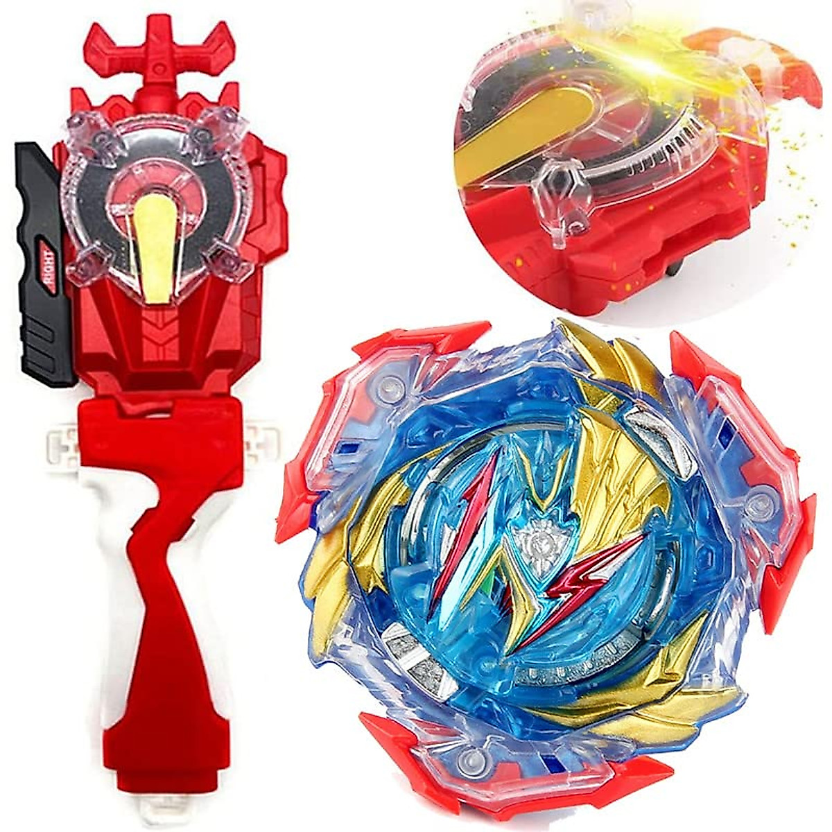 Bay Blades for 8-12 Spark Launcher Play Blade Blades for Boys, Bey Burst Toy Bayblayed Ultimate Valkyrie Battling Tops Bey Battle Burst LR Launcher Set Gaming Top Toys Gift Kids 6-8+