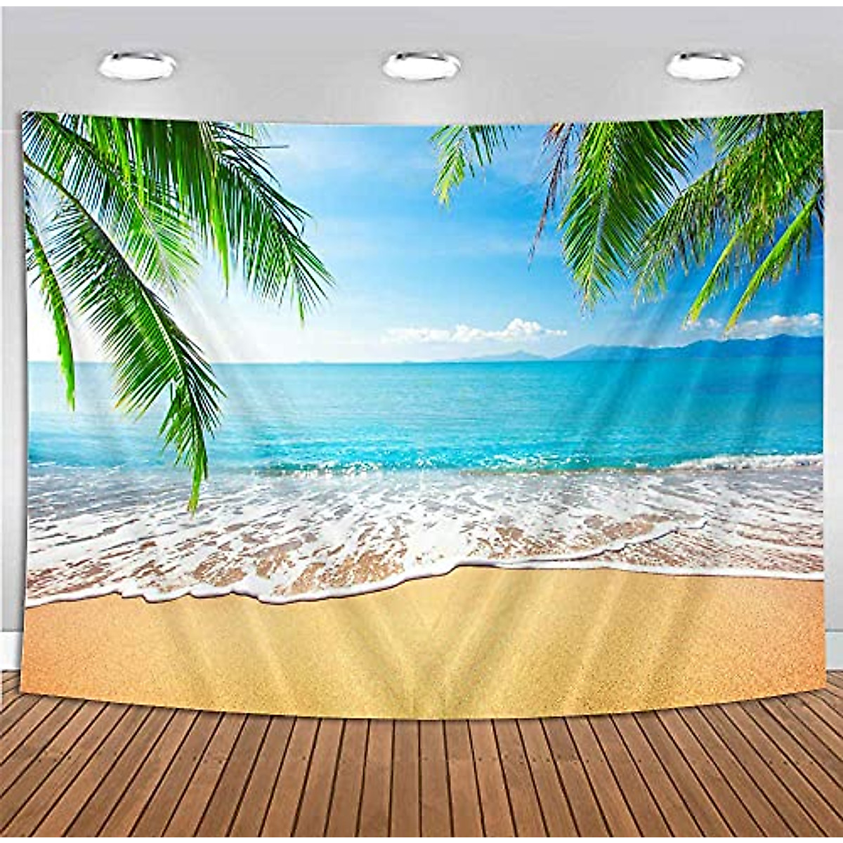 GYA 8x6ft Tropical Beach Backdrop Summer Palm Island Seaside Leaves Photography Background Props for Studio,Wedding,Party Photo Backdrops