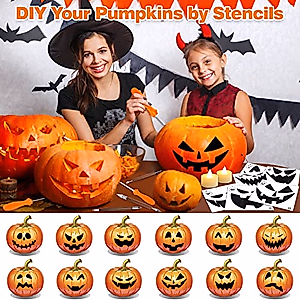 35 PCS Halloween Pumpkin Carving Kit for Kids Adults, Professional Pumpkin Cutting Supplies Knife Set Stainless Pumpkin Carving Tools Kit with Stencils & Light Up Candles DIY Halloween Decoration