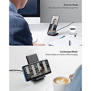 Anker 313 Wireless Charger (Stand), Qi-Certified for iPhone 14/14 Pro/14 Pro Max/13/13 Pro Max, 10W Fast-Charging Galaxy S20, S10 (No AC Adapter)