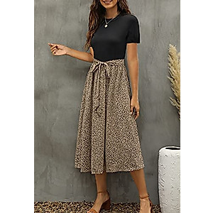 Zattcas Ribbed Midi Dress for Women Work Teacher Dress with Sleeve Black S