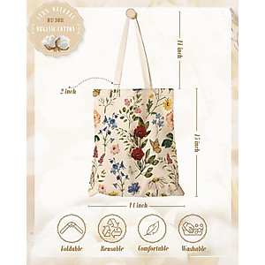 Miss Adola Aesthetic Canvas Tote Bag for Women - Flowering Shrub Reusable Tote Shoulder Bag Cute Funny Casual Sturdy Cloth Cotton Bag for Vacation, Shopping, Grocery, Work, Gym