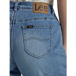 Lee Women's Relaxed Fit Straight Leg Jean, Fleece-Lined Alpine Frost, 8 Short