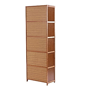 Bamboo Shoe Rack, Bamboo Shoe Rack Shelf Storage Organizer with Doors, 10 Tier Freestanding Shoe Cabinet for Entryway Closet Hallway Bedroom Living Room, Brown