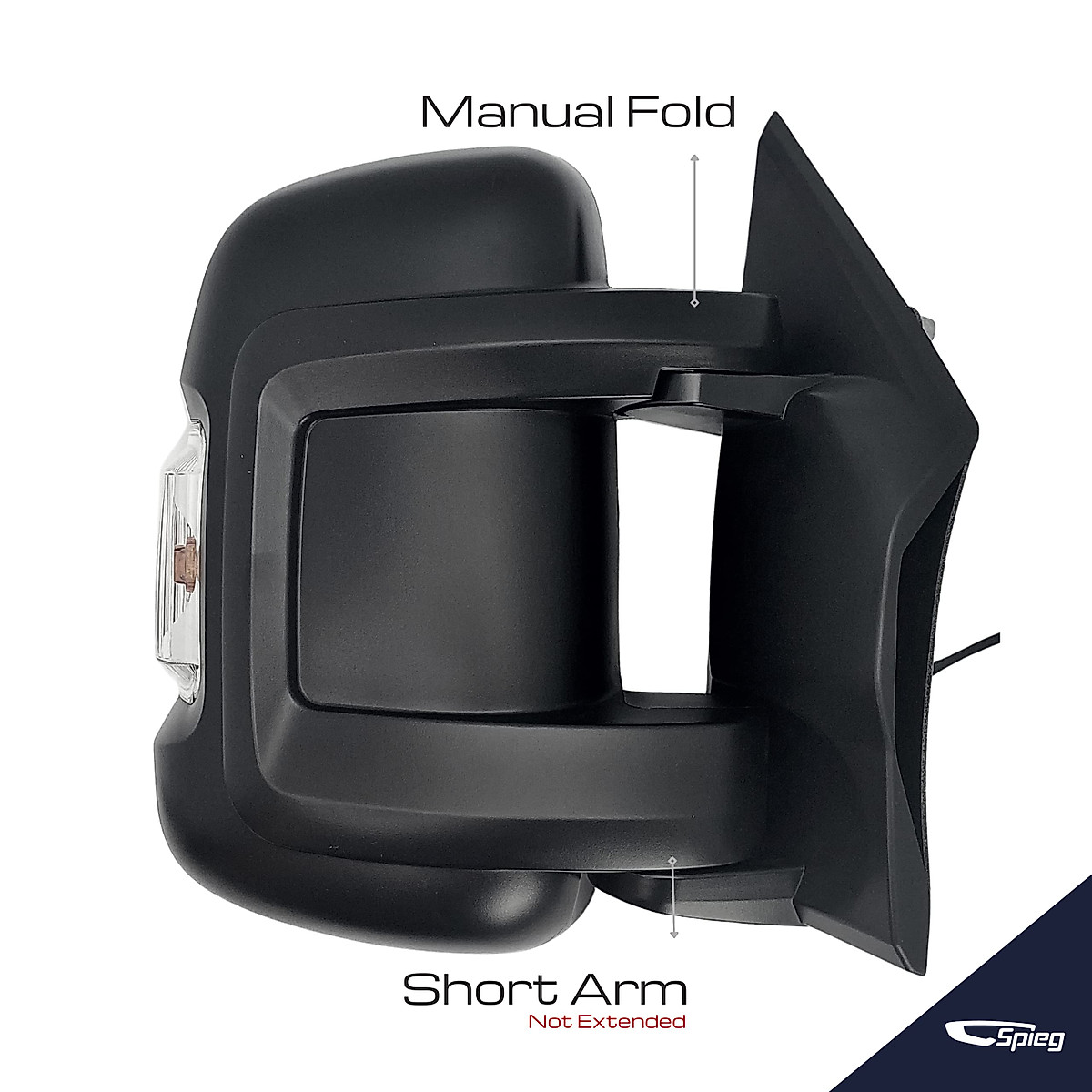 Spieg CH1321417 Passenger Side Mirror for 2014-2021 Ram Promaster 1500 2500 3500 | Right Side View Mirror Assembly Manual Adjustment Non-Heated Glass Turn Signal Light | Textured Black Cover 2 Pins