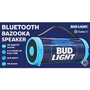 Bud Light Bluetooth Speaker Bazooka Speaker Portable Wireless Speaker with Rechargeable Battery Ideal for Indoor and Outdoor Activities Loud and Bass Audio Sound Easy to Carry Anywhere with FM- Radio