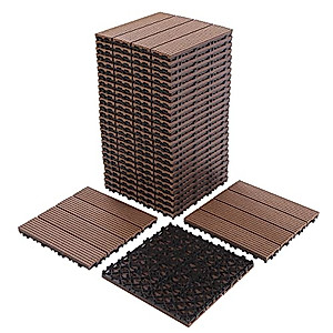 30 sq. ft Wood Plastic Composite Patio Deck Tiles,12”x12” Interlocking Decking Tiles,30 Pack Patio Deck Tiles,12"x12" Waterproof Outdoor Flooring,Patio Floor Decking Tiles (30, Coffee)