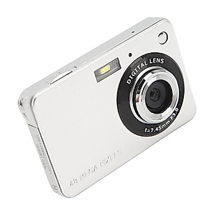Compact Camera, 2.7 Inch TFT Screen Automatic Light Sensitization Digital Camera Silver 48MP for Vlogging