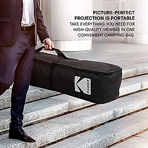 KODAK 150” Dual Projector Screen W/ Stand - Fast Fold Gray Rear Projection Backdrop for Outdoor & Indoor Movies with Tripod, Outdoor Stability Kit, & Black Storage Carry Case