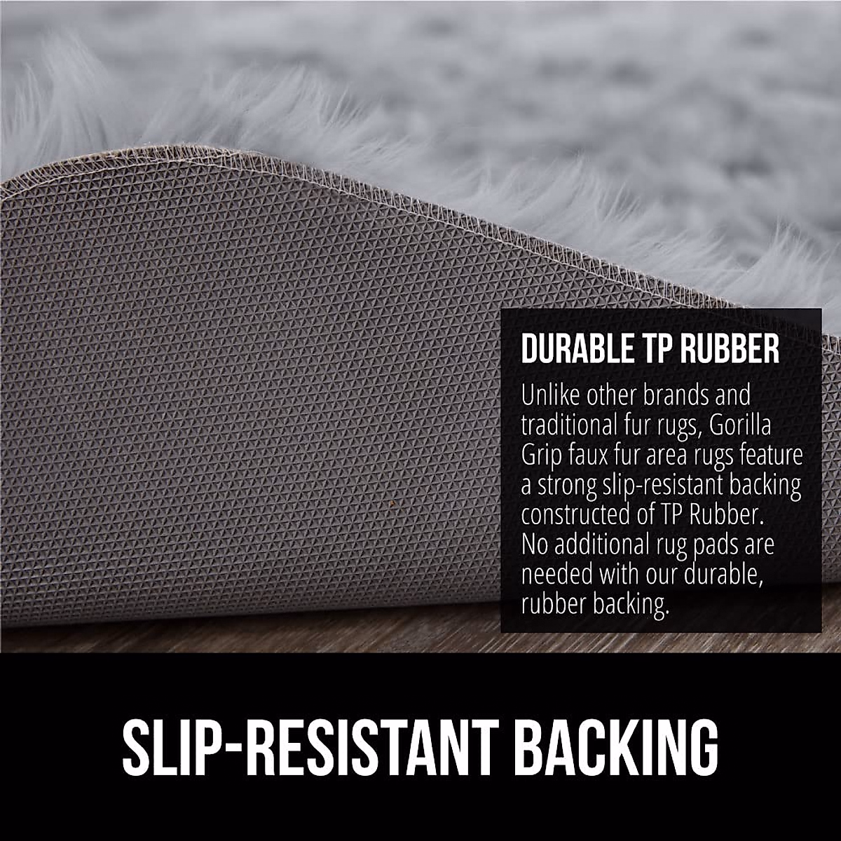 Gorilla Grip Fluffy Faux Fur Sheep Rug, Machine Washable Soft Furry Area Rugs, Rubber Backing, Plush Floor Carpets for Baby Nursery, Bedroom, Living Room Shag Carpet, Luxury Home Decor, 3x5, Gray