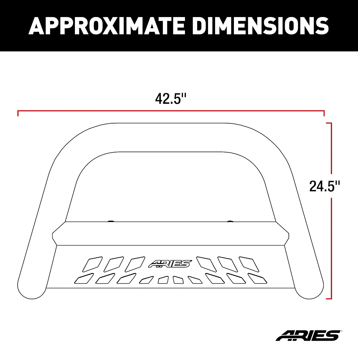 ARIES B35-2001 3-Inch Black Steel Bull Bar, No-Drill, Select Toyota Sequoia, Tundra