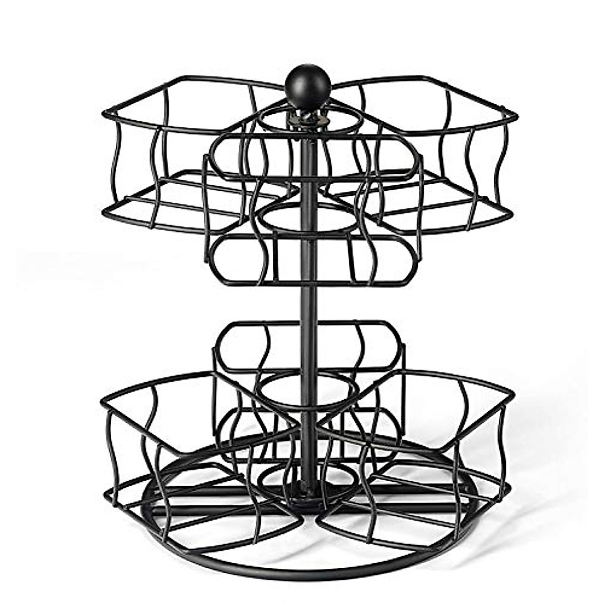 NHZ Tea Bag Storage and Organizer, Tea Bag Holder Black Powder Coated Stainless Steel for Tea and Coffee Box. Organize 60 Tea Bags- Tea Holder for Tea Bags 6 Compartments with 10 Bags in Each.