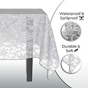Exquisite Lace Table Cloth Rectangle Table 12-Pack Tablecloths | Plastic Table Cloth Disposable 54" X 108" Clear Table Cover | White Table Cloth Rectangle | Rectangle Tablecloth Lace Tablecloth