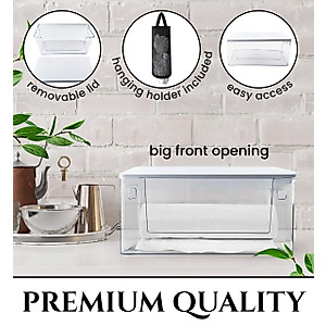 Generic 1 set of Trash Bag Holder, Garbage Bag Holder with a holder for plastic bags, acrylic Trash Bags Holder, Trashbag Holder white wooden cover, Trash Bag Organizer handles to hang on the door