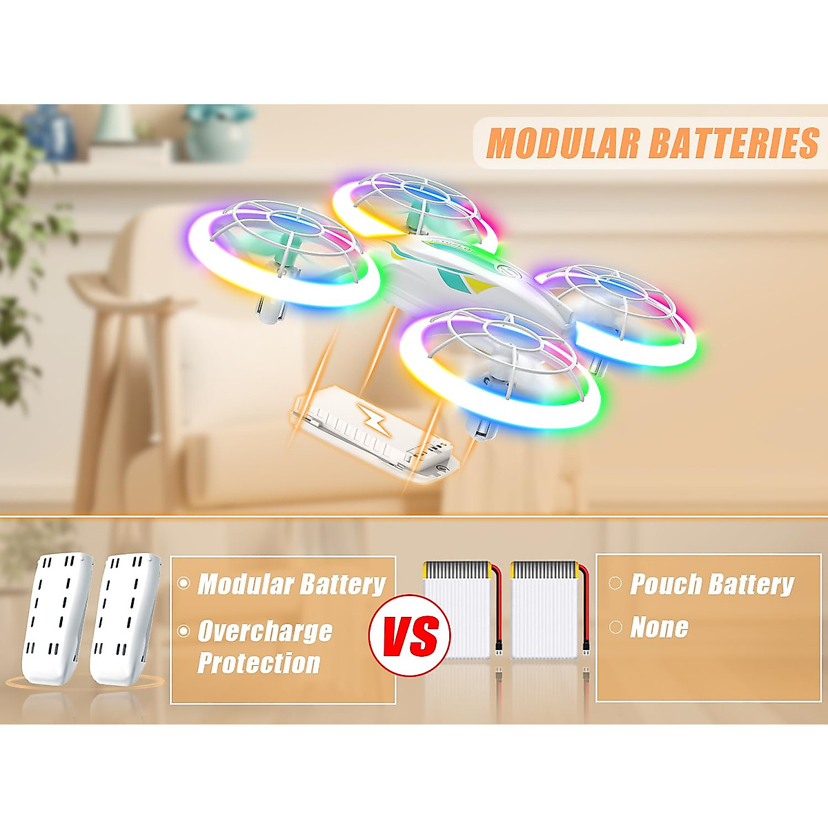 Heygelo Mini Drones for Kids, LED RC Drone Flying Toys with Colorful Lights, S60 Small Quadcopter Helicopter with 2 Batteries, Propeller Full Protect, Throw to Go, Easy to Fly Gifts for Boys Girls