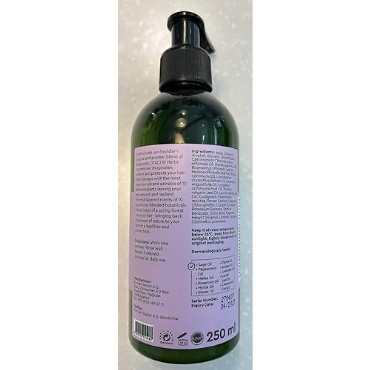 OTACI 10 Herbs Rejuvenate and Soften Conditioner for All Hair Types, Sage, Peppermint, Melissa, Rosemary, Myrtle, Storax, Thyme, Juniper, Lavender, Chamomile, No Paraben, No Alcohol Herbal Conditioner