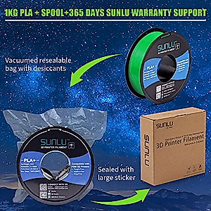 PLA+ 3D Printer Filament 1.75mm, SUNLU PLA Filament PRO, Dimensional Accuracy +/- 0.02 mm, 1 kg Spool, 1.75 PLA Plus, Grey+Green
