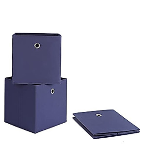 Rabtero Foldable Storage Cubes, Collapsible Cloth Baskets Open Storage Bins for Home Tidy and Storage-Navy Blue, 6 Packs, 11 inches
