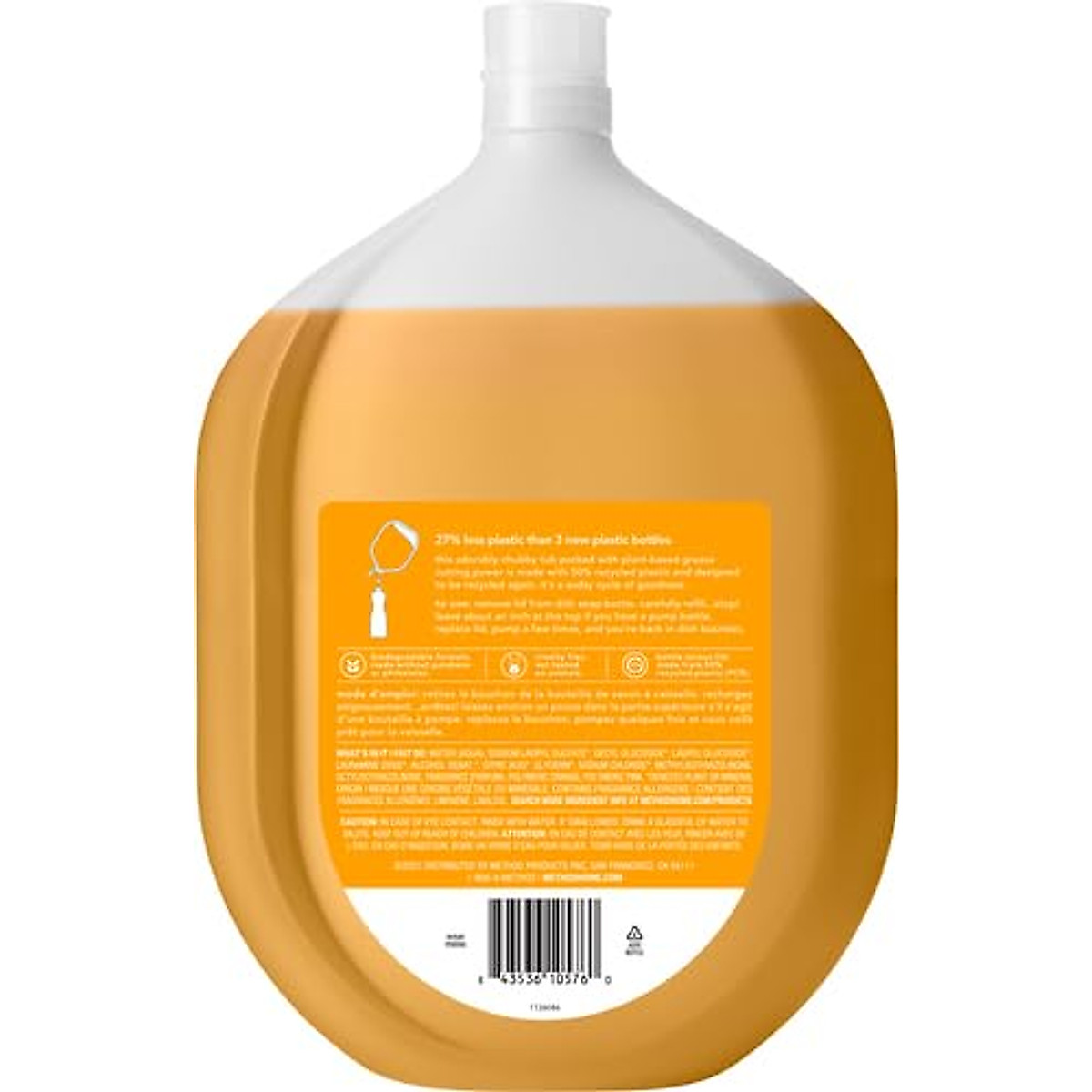 Method Gel Dish Soap, Refill, Clementine, Recylable Bottle, Biodegradable formula, 54 Fl Oz (Pack of 1)