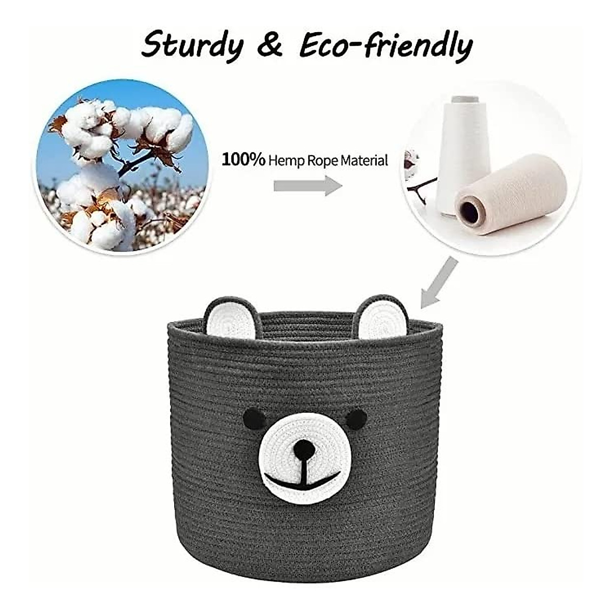 Large Storage Laundry Basket - Woven Blanket Basket Laundry Hamper for Toys Blankets Towels Clothes Throws 15.4" x 13.8"