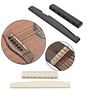 36PCS Acoustic Guitar Bridge Pins Pegs with 2 PCS Guitar Saddle Nut and Bridge Pin Puller Remover, Ivory & Black