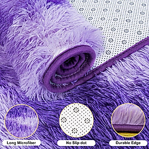 Tie-Dyed Purple Shaggy Rugs Fluffy Carpets, Indoor Modern Plush Area Rugs for Living Room, Upgrade Anti-Skid Area Rug, Rectangular 4x6 Feet Fuzzy Rug for Nursery Home Decor