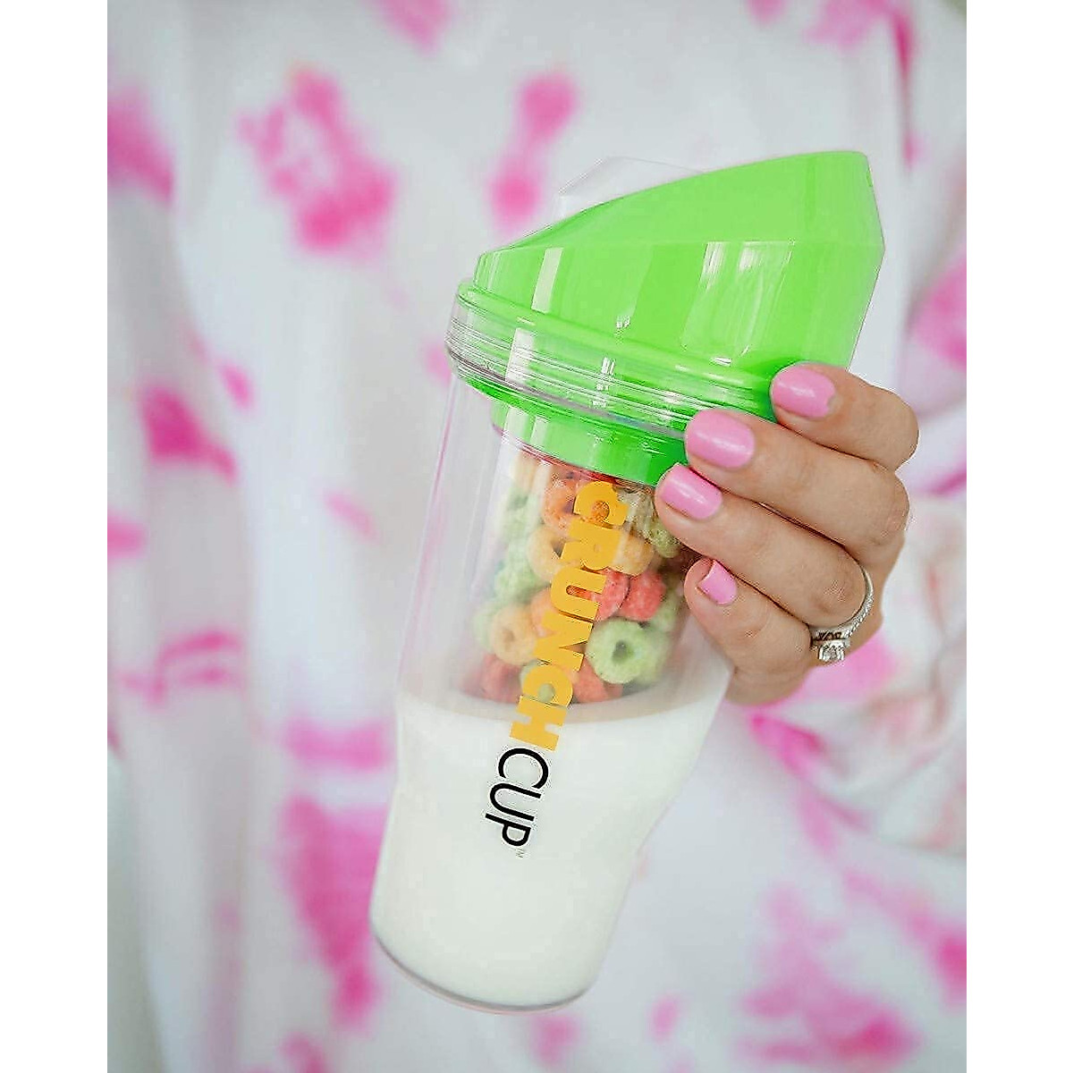 CRUNCHCUP Bundle & Save 15% on Two Portable Cereal Tumblers - No Spoon, No Bowl, It's Cereal on the Go [Green & White]