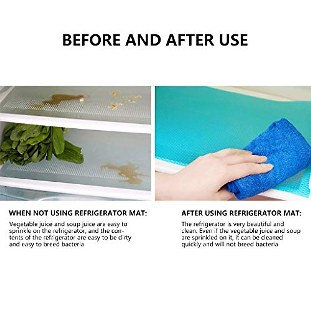 Larse Multifunction Refrigerator Mats,1pc Washable Fridge Mats Liners, Waterproof Fridge Pads Mat Shelves Drawer Table Mats Refrigerator Liners for Shelves (Blue, One Size)