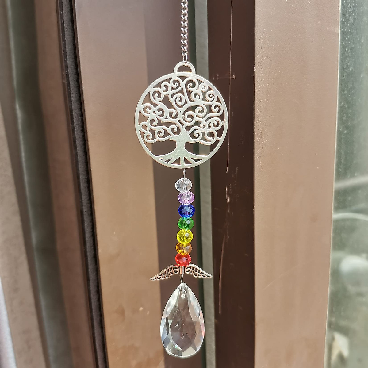 Healing Crystal Car Hanging Tree of Life Accessories Rearview Mirror Window Garden Decorations Wall Home Decor Ornaments