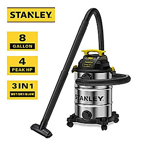 Stanley SL18117 Wet/Dry Vacuum, 8 Gallon, 4 Horsepower, 4.0 HP, Silver