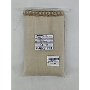 NordECO HOME Set of 2 Farmhouse Throw Pillow Covers - Burlap Linen Trimmed Tailored Edges Decorative Cushion Covers for Bed Home Decoration, 18 x 18, Black