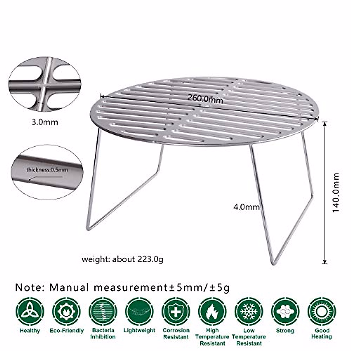 Boundless Voyage Titanium BBQ Grill Net with Folding Legs Outdoor Camping Hiking Grill Grate Ultralight Barbecue Charcoal Gridiron