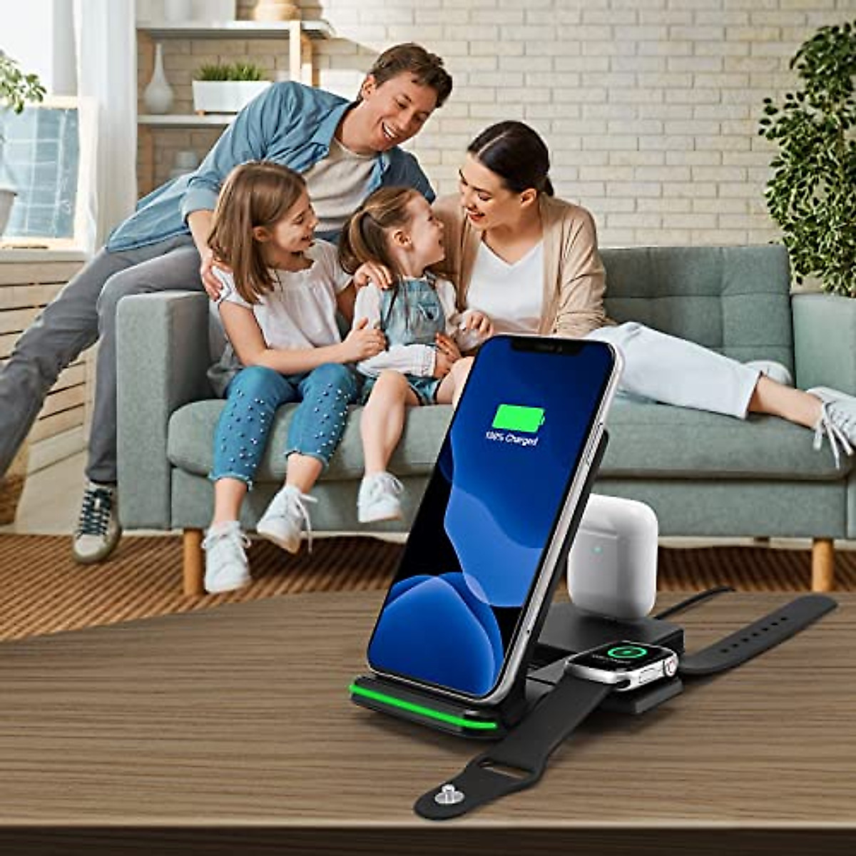 Wireless Charger, 3 in 1 Wireless Charging Station, Fast Wireless Charger Stand for iPhone 14/13/12/11/Pro/Max/XS/XR/X/8/Plus, for Apple Watch 8/7/6/5/4/3/2/SE, for AirPods 3/2/Pro(Black)