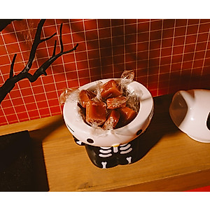 Sanrio Hello Kitty Skeleton Small Ceramic Snack Jar Container With Lid | Storage For Kick-Knacks | 6 Inches Tall