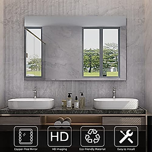 Mirrorons Frameless Mirror, Wall Mirror 47" x 30", Modern Rectangle Bathroom Mirrors for Wall with Polished Edge, Hangs Horizontally or Vertically. Entryways, Bathroom.