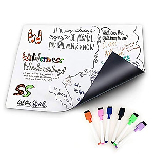 Deke Magnetic Dry Erase whiteboard 17x11. + 6 Dry Eraser Marker W/Erasers School Home Calendar Office Supplies. White Board Dry Wall, Fridge, Refrigerator Expo Small/Large Whiteboards for Refrigerator