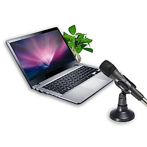 AKOAK Adjustable Portable Desktop Table Microphone Mic Stand Holder with Mic Clip for Computer Conference Studios Microphone,Podcasts, Online Chat, Lectures, and More