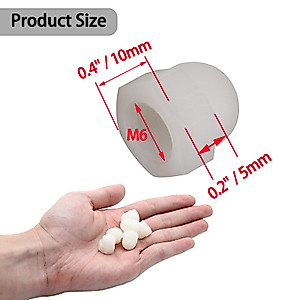 HARSKIYER 30pcs White Nylon Hex Cap Nut, M6 Acorn Hex Cap Nuts Nylon Hex Acorn Nuts Hexagon Decorative Cap Nut Acorn Hex Nuts